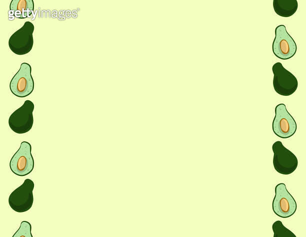 Avocado doodles vector seamles border pattern. Cut in half avocado ...