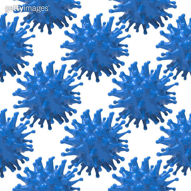 Virus blue bacteria cells seamless border pattern background image. Flu ...