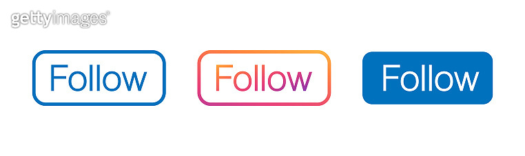 Follow button, color gradient isolated counter notification. Social ...