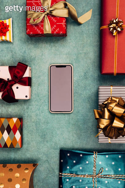 Merry Christmas: Colourful Christmas Presents in a Flat Lay Composition ...