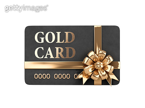 VIP gold card with gold bow 3d render on a white background no shadow ...