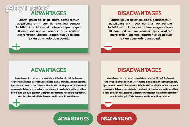 Advantage Disadvantage message windows. Pros Cons. Design template for ...