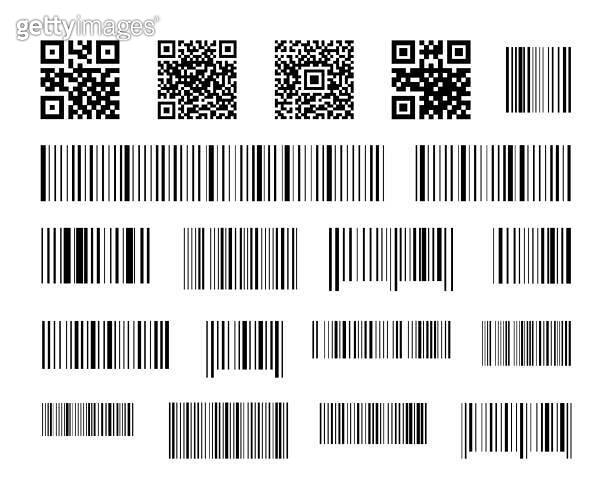 Set of barcodes and qr codes. Industrial barcodes. Scan code bars. Code ...