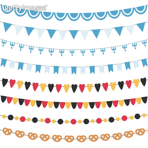 Beer Fest set of flags, bunting, garland. Decorated in traditional ...