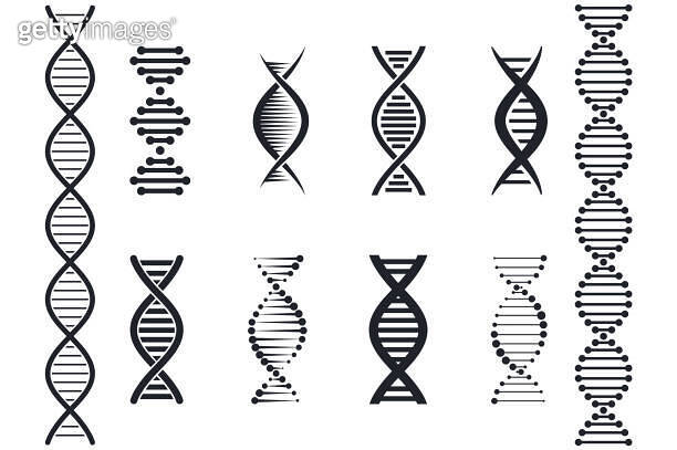 Set of DNA icons. Genetic signs. Medical symbols. Structure molecule ...