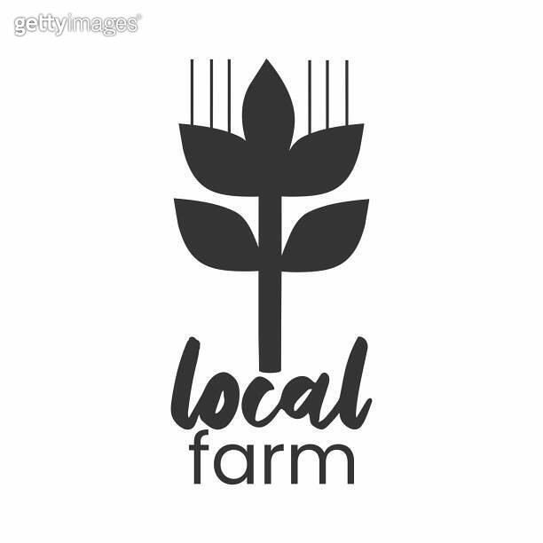 Local farm logo. Bread simple stamp. Typographic eco farm insignia in ...