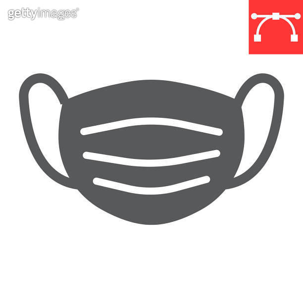 Medical mask line icon, protection and covid-19, surgical mask sign ...