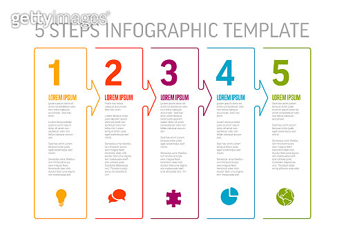 Five simple color steps process infographic template 이미지 (1286680232 ...