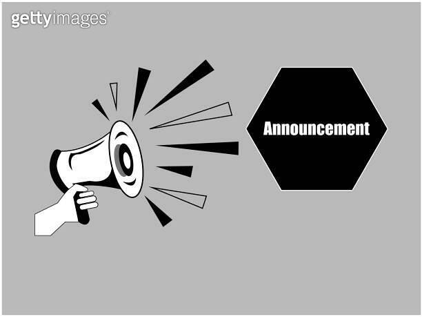 Black and white icon for Mike, announcement sign. Editable vector file ...