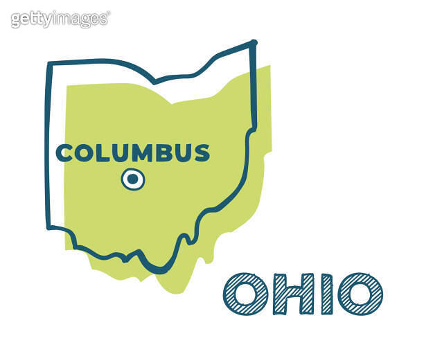 Doodle vector map of Ohio state of USA 이미지 (1273279101) - 게티이미지뱅크