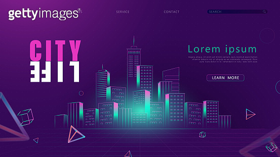 Futuristic retro Night City Skyline in 80s 90s style. Digital retro ...