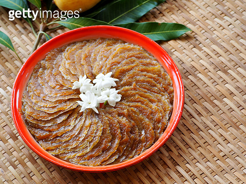 Dried Mango paste made from ripe mango.Thai dessert Mango sheet ...