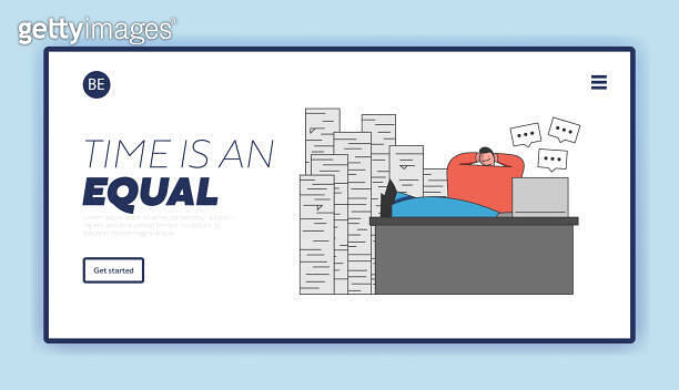 Concept of Procrastination and Time Wasting. Website Landing Page. Lazy ...