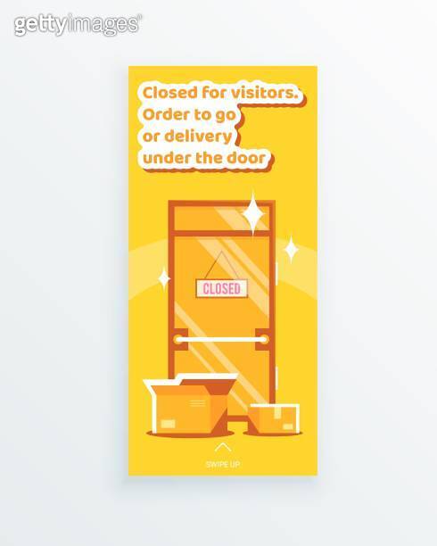 Closed for visitors, order online or to go story template. Store door ...