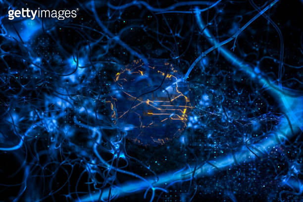 Nerve Cell 3D BCI idea Biomedical Illustration (1197471112) - 게티이미지뱅크