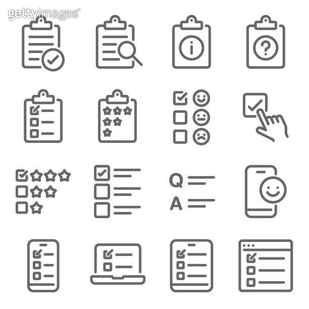 Survey Quiz Research icon set vector illustration. Contains such icon ...