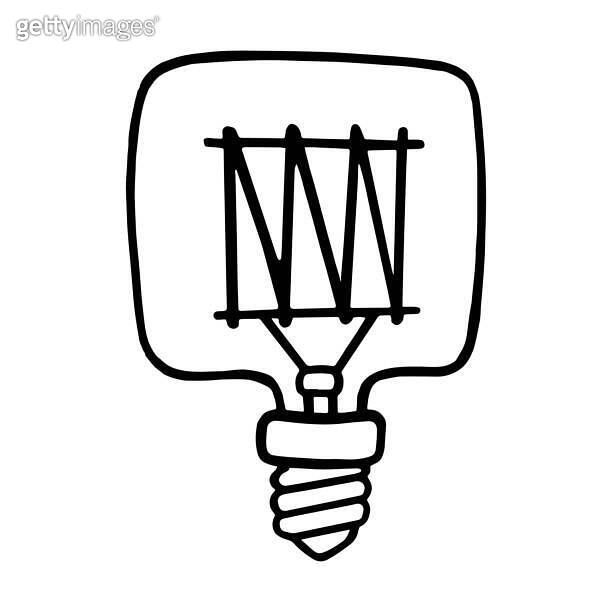 Square light bulb icon on a white background. Isolated object. Baby ...