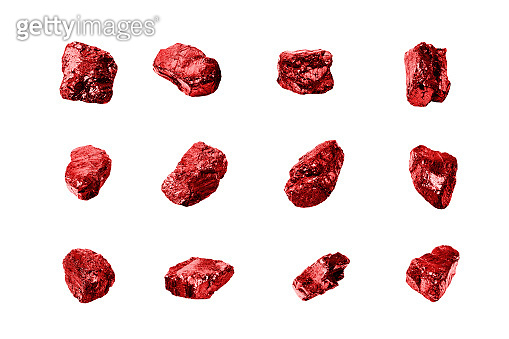 Red gem stones white background isolated closeup, ruby gemstones set ...