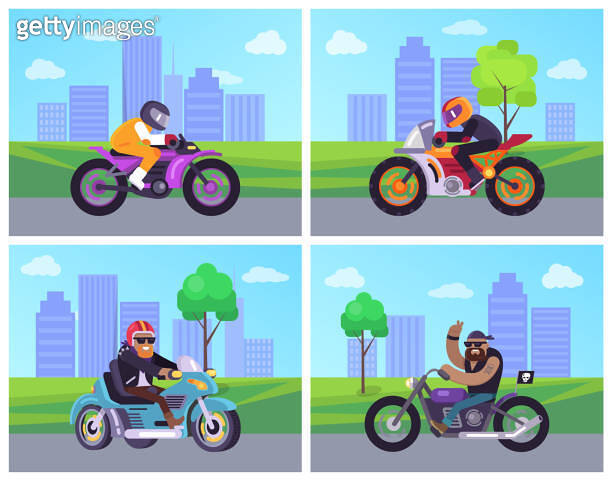 Bike to Work Day Posters Set, Promotion of Bicycle (1225520137) - 게티이미지뱅크