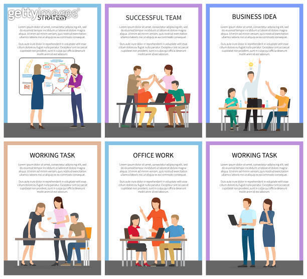 Office Teamwork and Working Tasks Promo Posters 이미지 (1199847323) - 게티이미지뱅크