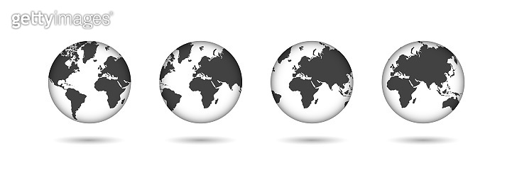 Earth. Set of transparent globes. Earth transparent style. 3d icon with ...