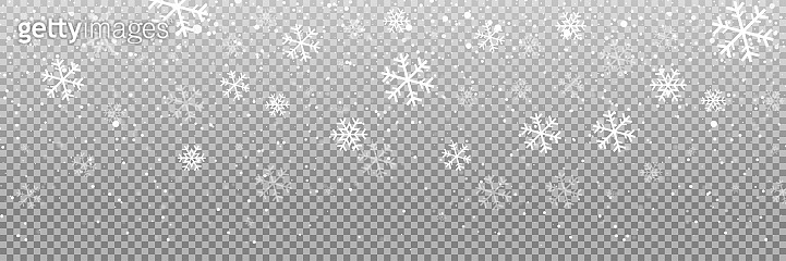 Falling snow on a transparent background. Snow. Snowfall, snowflakes in ...