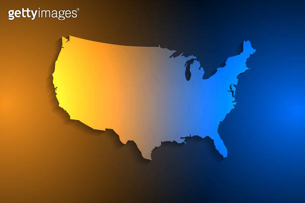 United State map on network connection, blue USA map, vector ...