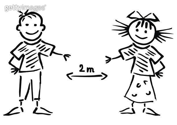 Safe distance, boy and girl, eps. 이미지 (1267178197) - 게티이미지뱅크