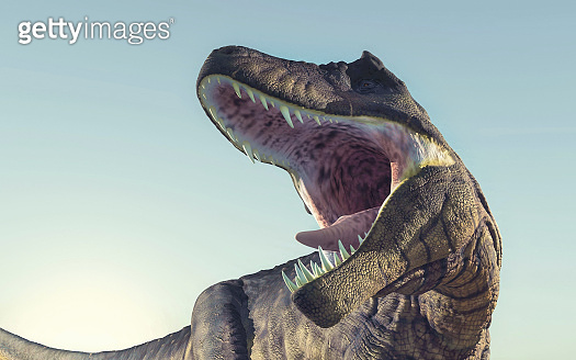 Close up of T rex roaring . This is a 3d render illustration . 이미지 ...