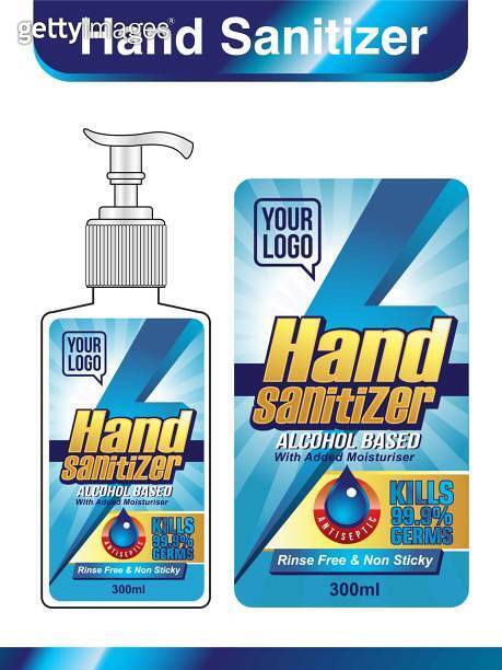 Hand sanitizer label design vector graphic template for packaging ...