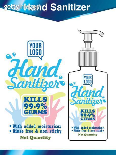 Hand sanitizer label design vector graphic template for packaging ...