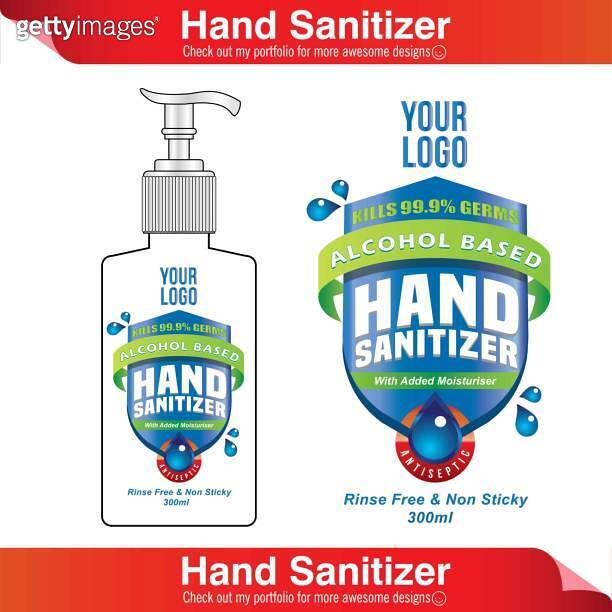 Hand sanitizer label design vector graphic template for packaging ...