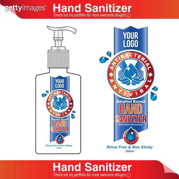 Hand sanitizer label design vector graphic template for packaging ...