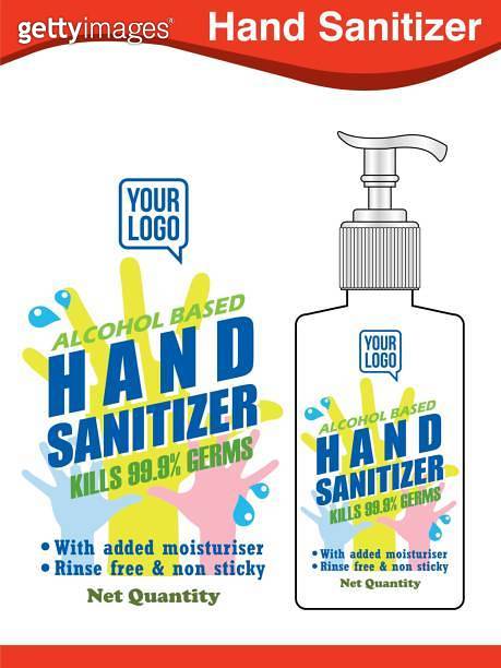Hand sanitizer label design vector graphic template for packaging ...
