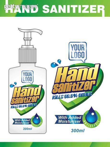 Hand sanitizer label design vector graphic template for packaging ...