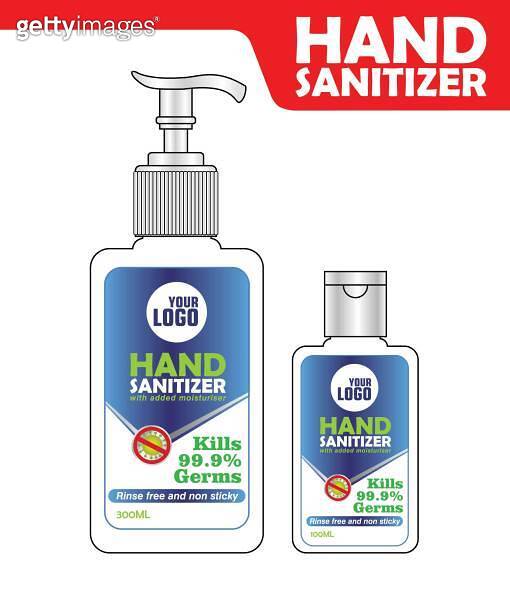 Hand sanitizer label design vector graphic template for packaging ...