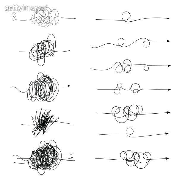 Insane messy line.Set of messy clew symbols connected between them line ...