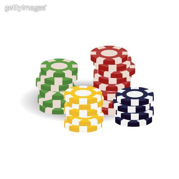 Colorful realistic casino tokens, gaming cheques, or checks for table ...
