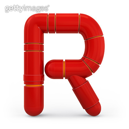 Capital letter R. Uppercase. Metallic futuristic red font. 3d. 이미지 ...