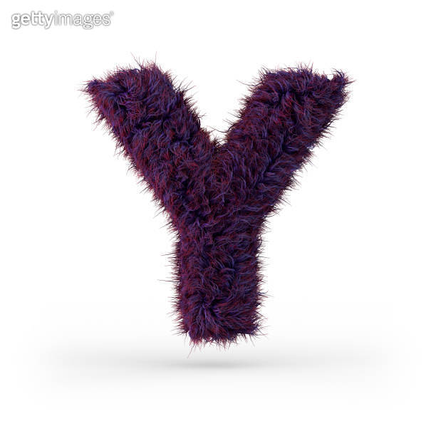 Capital letter Y. Uppercase. Purple fluffy and furry font. 3D 이미지 ...