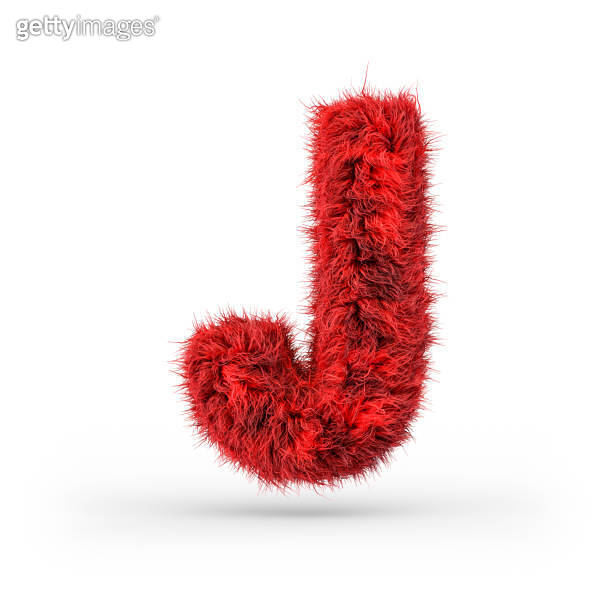 Capital letter J. Uppercase. Red fluffy and furry font. 3D 이미지 ...