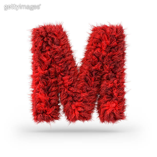 Capital letter M. Uppercase. Red fluffy and furry font. 3D 이미지 ...