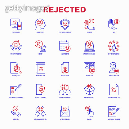 Rejected thin line icons set: sync, idea, agreement, calendar date ...