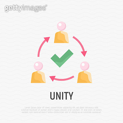 Unity flat icon. Successful communication employees. Teamwork ...