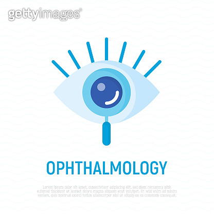 Ophthalmology thin line icon. Human eye under magnifier. Logo for ...