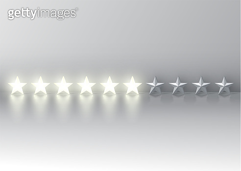 Six-star rating with glowing 3D stars, vector illustration 이미지 ...