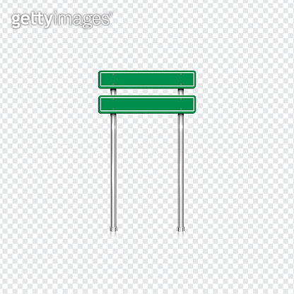 Realistic green road sign with transparent background, vector ...