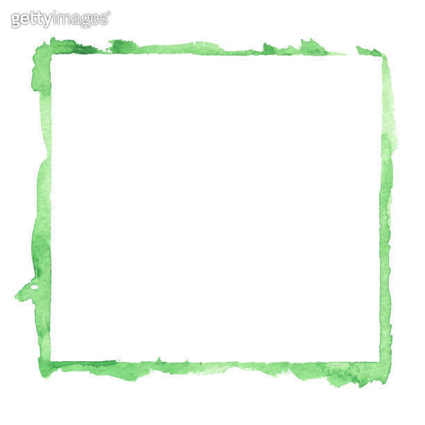 green square watercolor frame on white background 이미지 (1225230176) - 게티 ...