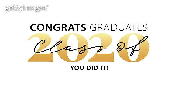 Class of 2020. Congrats Graduates. Modern calligraphy. Lettering logo ...