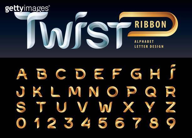 Vector of Twist Ribbons Alphabet Letters and numbers, Modern Origami ...
